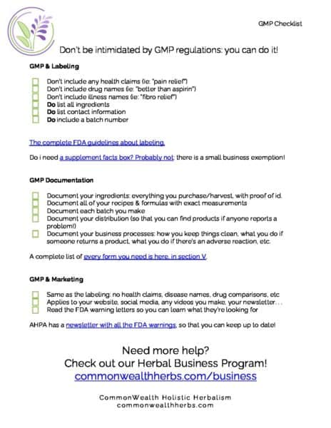 GMP-checklist · CommonWealth Holistic Herbalism